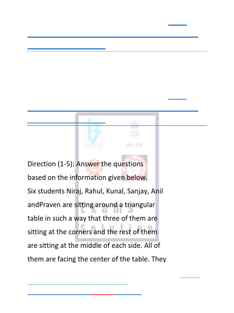 Seating Arrangement Puzzle Book | PDF