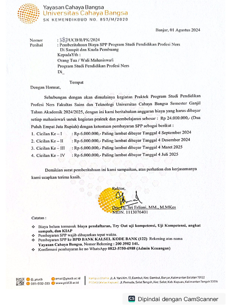 Rincian Biaya SPP Pendidikan Profesi Ner | PDF
