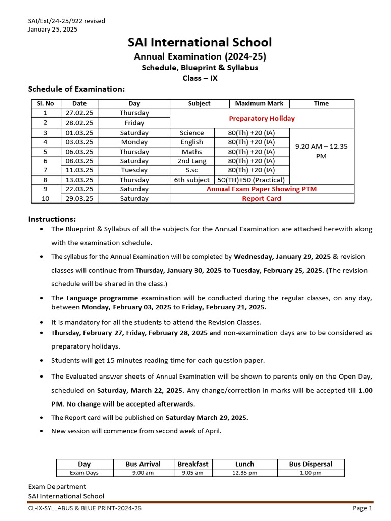 1737982959874 Class IXAnnual Blueprint and Syllabus 202425 | PDF | Geometry