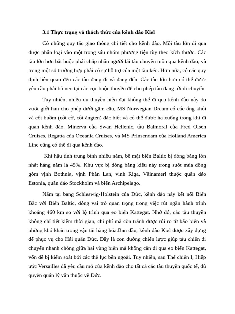 3.1 TH C TR NG Và Thách TH C C A Kênh Đào Kiel | PDF