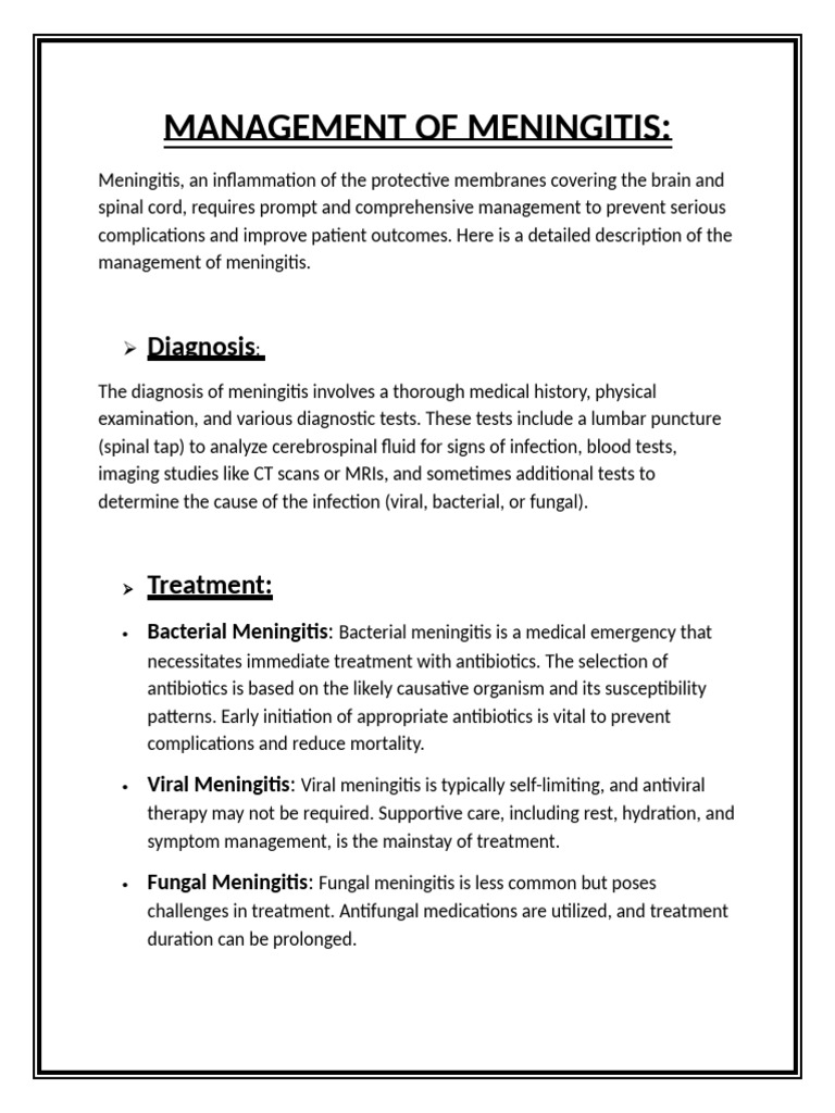 Comprehensive Meningitis Management Guide | PDF | Meningitis | Infection