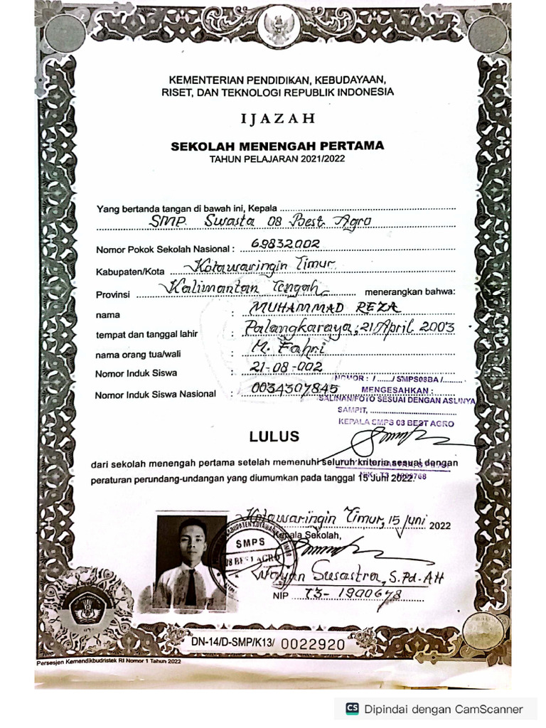 Fhto Copy Ijazah M.Reza | PDF