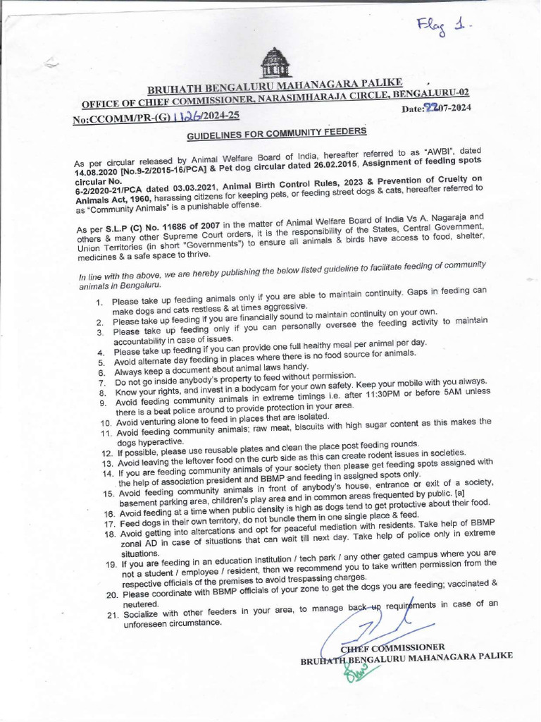 BBMP Comunity Animal Guidelines | PDF