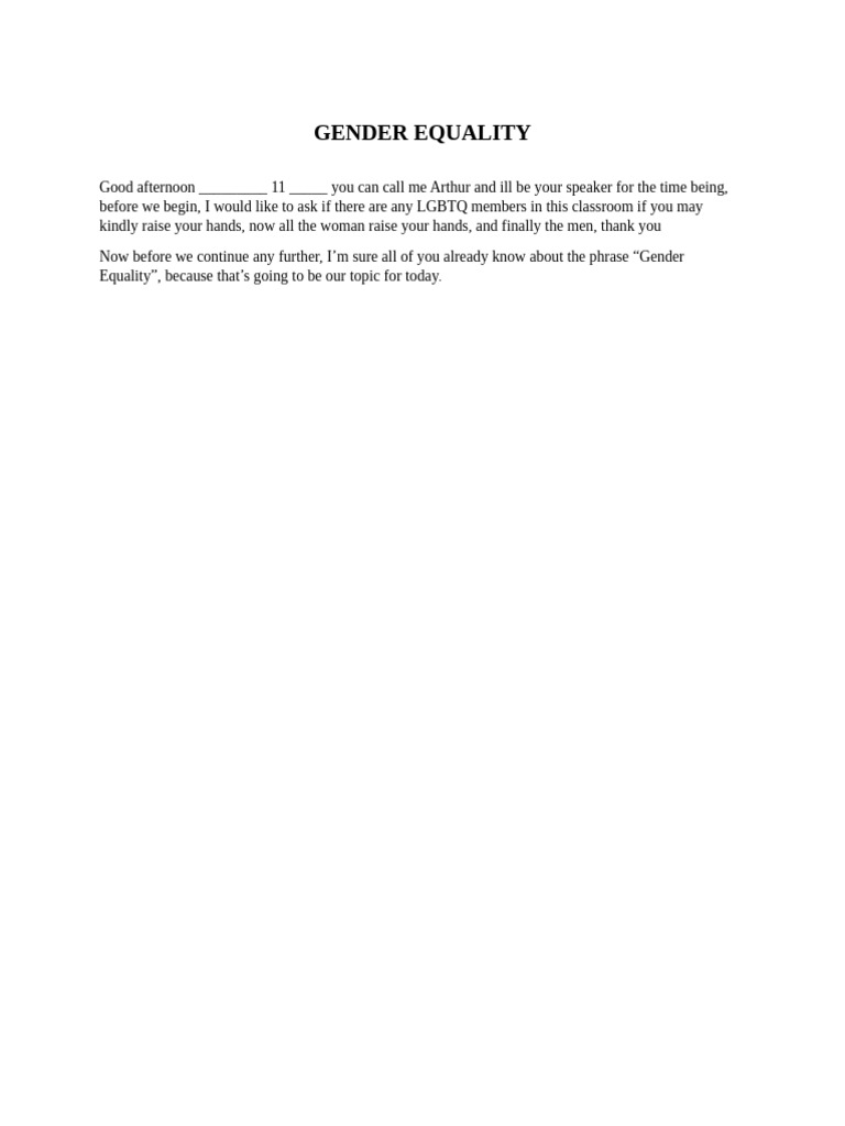 Gender Equality | PDF