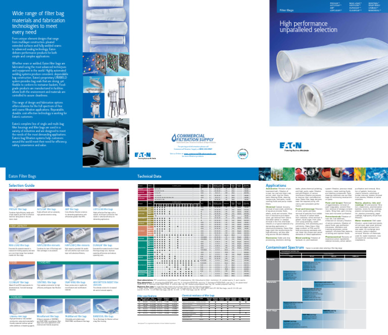 Eaton Filter Bags Brochure | PDF | Filtration | Paint