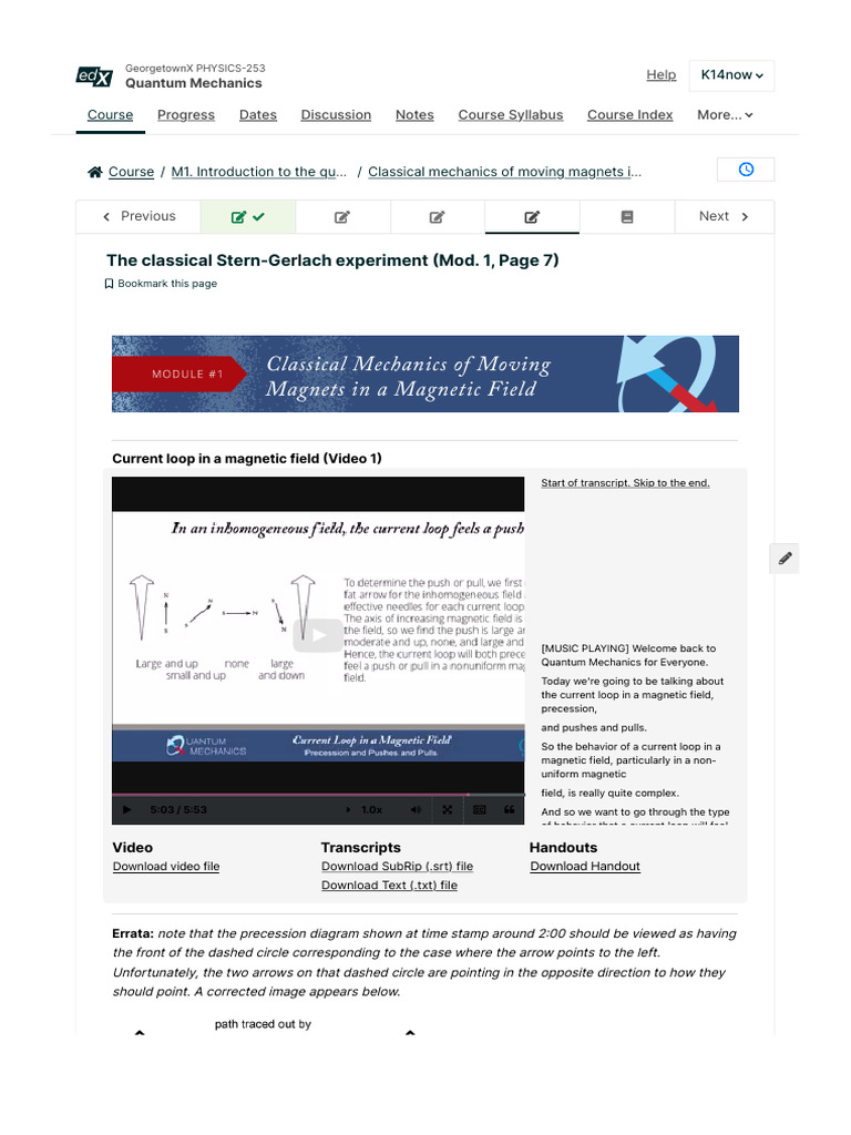 Classical Mechanics of Moving Magnets in A Magnetic Field - M1 ...