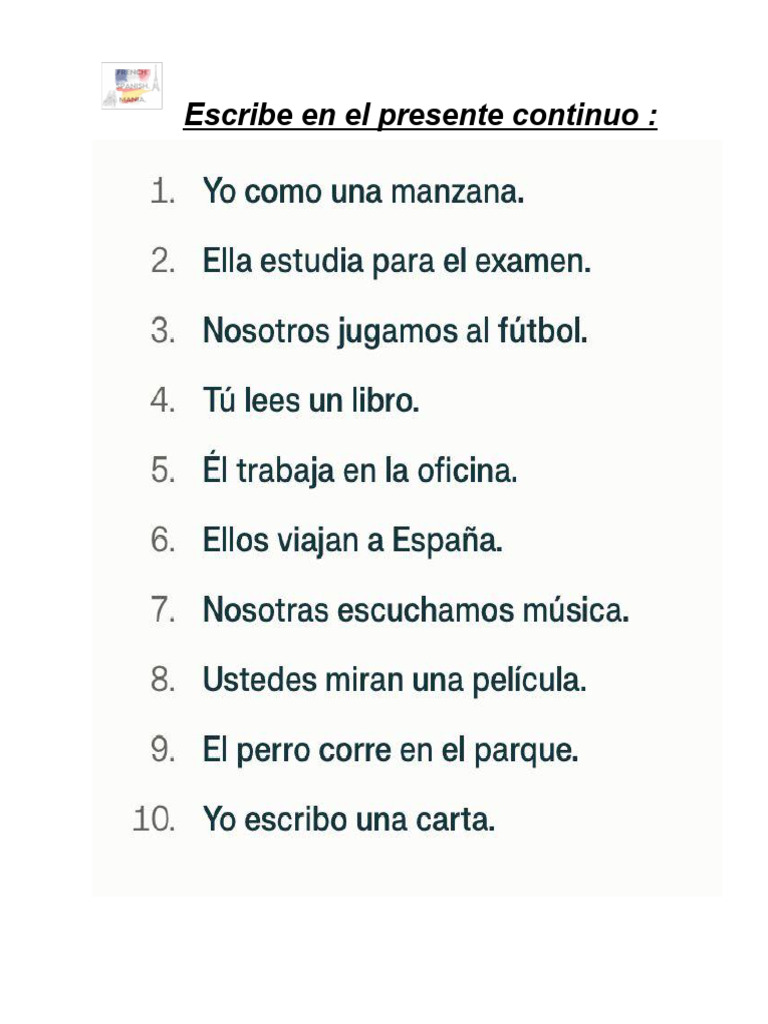Ejemplos de presente continuo en inglés | PDF