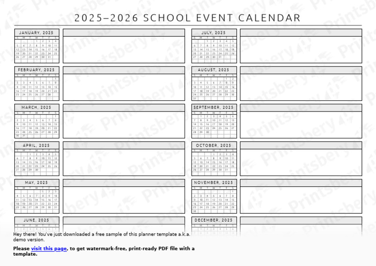 School - Event - Calendar-A4 - H 4 | PDF