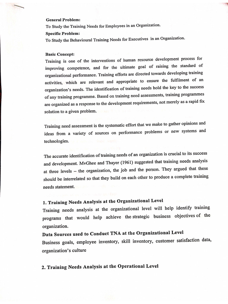 Training need analysis | PDF