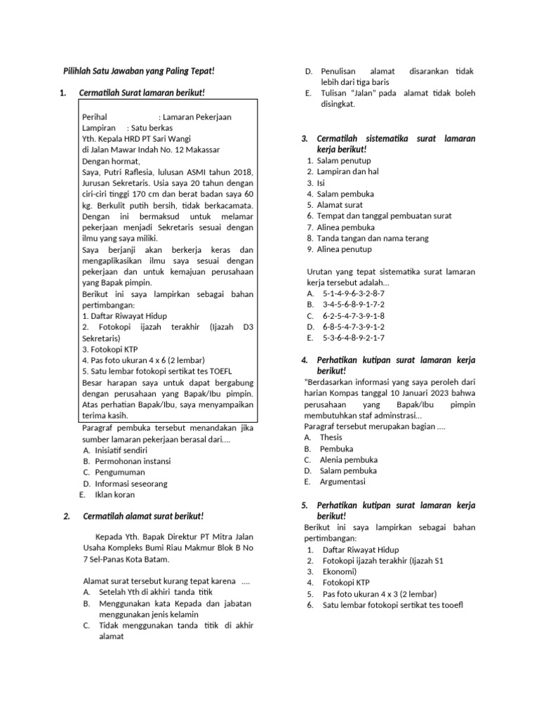 SOAL TRYOUT 2024 BAHASA INDONESIA | PDF