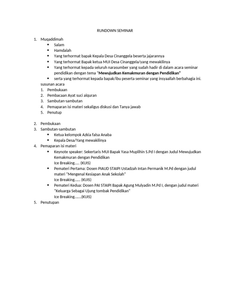 Rundown Seminar | PDF