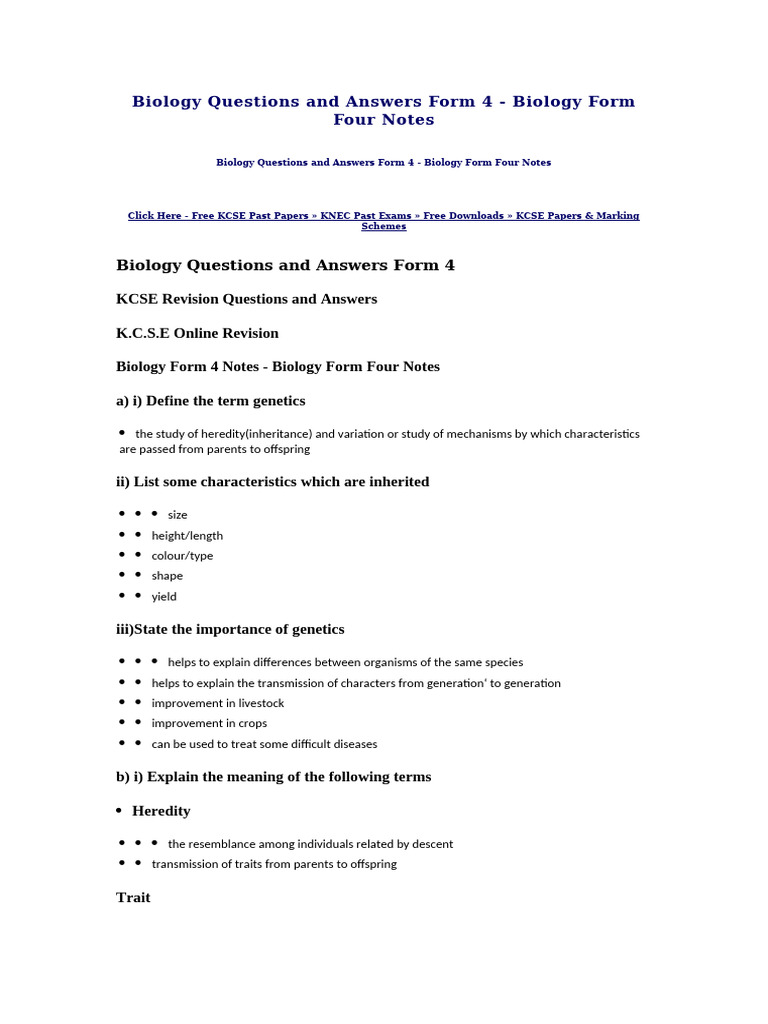 Biology Form 4 Genetics Q&A Guide | PDF | Dominance (Genetics) | Zygosity