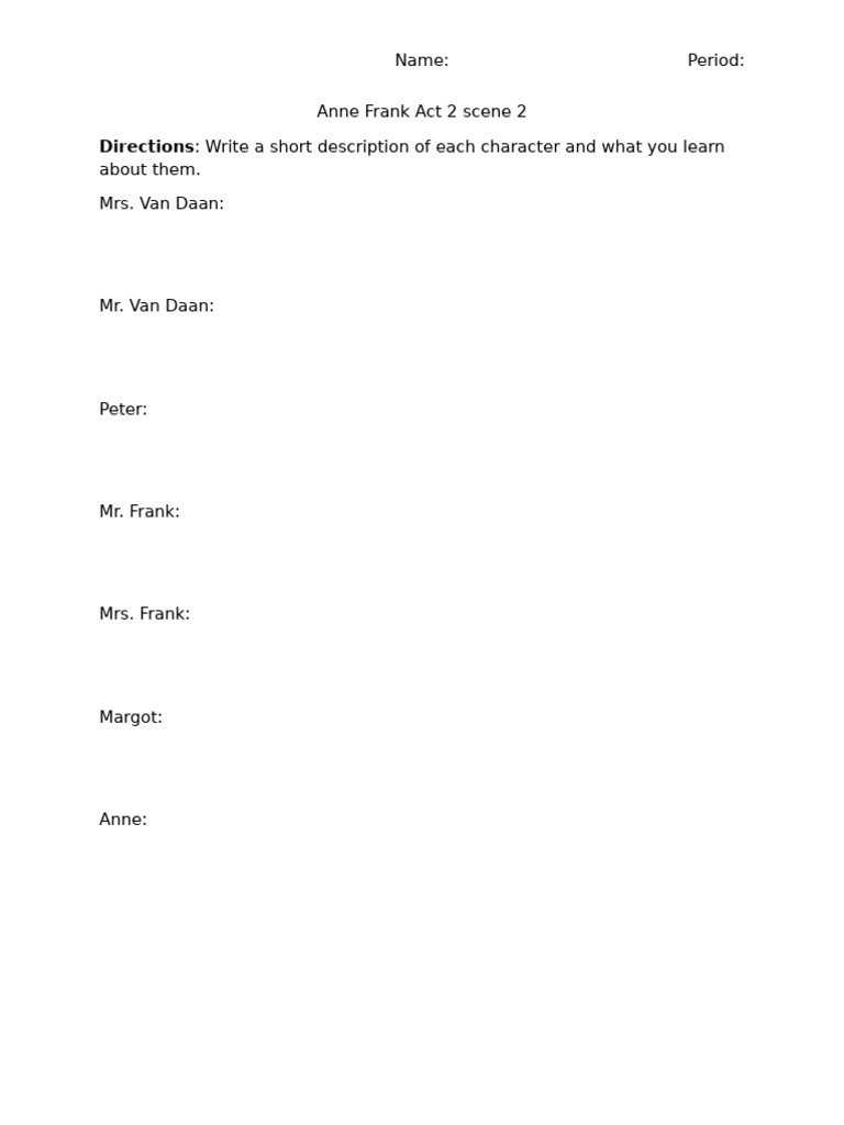 Anne Frank Act 1 Scene 2 (1) | PDF