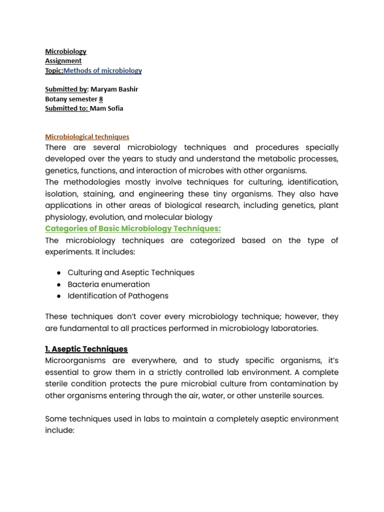 Essential Microbiology Techniques Guide | PDF | Growth Medium ...