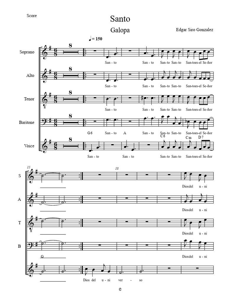 Santo - Edgar Siro González | PDF | Singing | Vocal Music