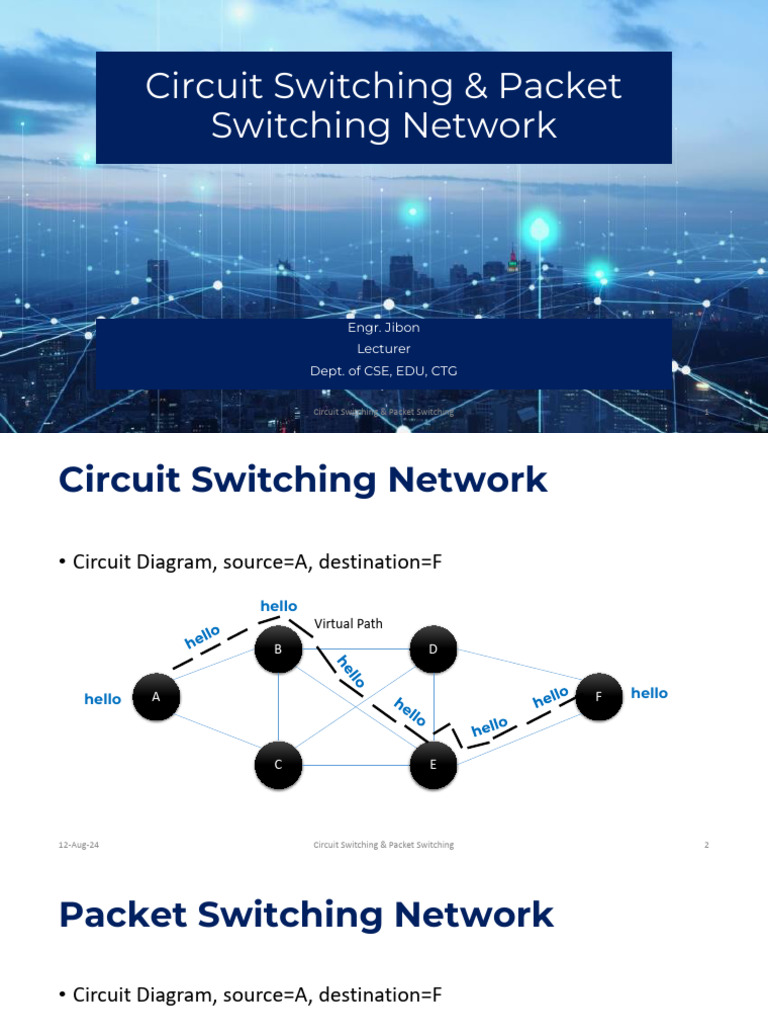 Circuit Switching and Packet Switching Network-Summer 24 | PDF