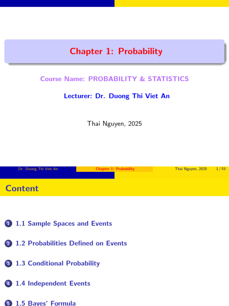 Chapter 1. Introduction to Probability Statistics (1) | PDF | Probability Distribution | Measure ...