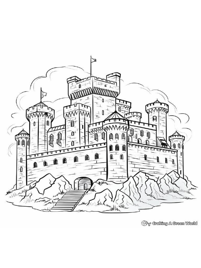 Majestic Medieval Castle Coloring Pages 4 | PDF