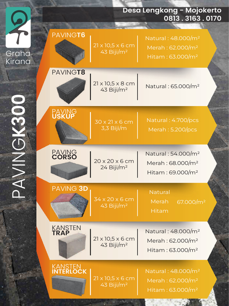 Paving Prices and Sizes Overview | PDF