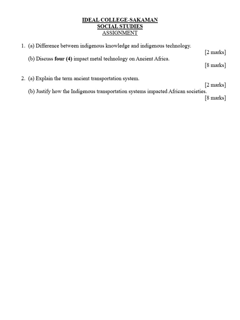 Assignment Social Studies-Shs 1 Vac | PDF