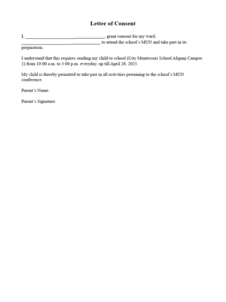 Letter of Consent Oc JR | PDF