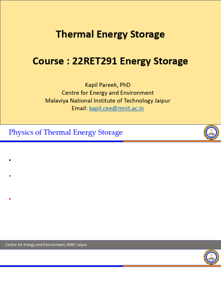Thermal Energy Storage Overview | PDF | Latent Heat | Heat