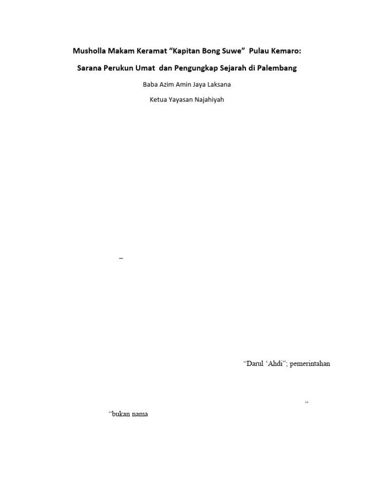 Makam Keramat Pulo Kemaro | PDF