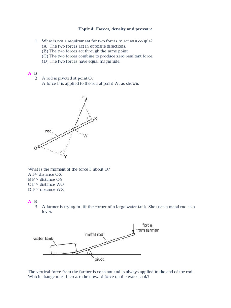 4 Forces, Density and Pressure | PDF | Force | Buoyancy