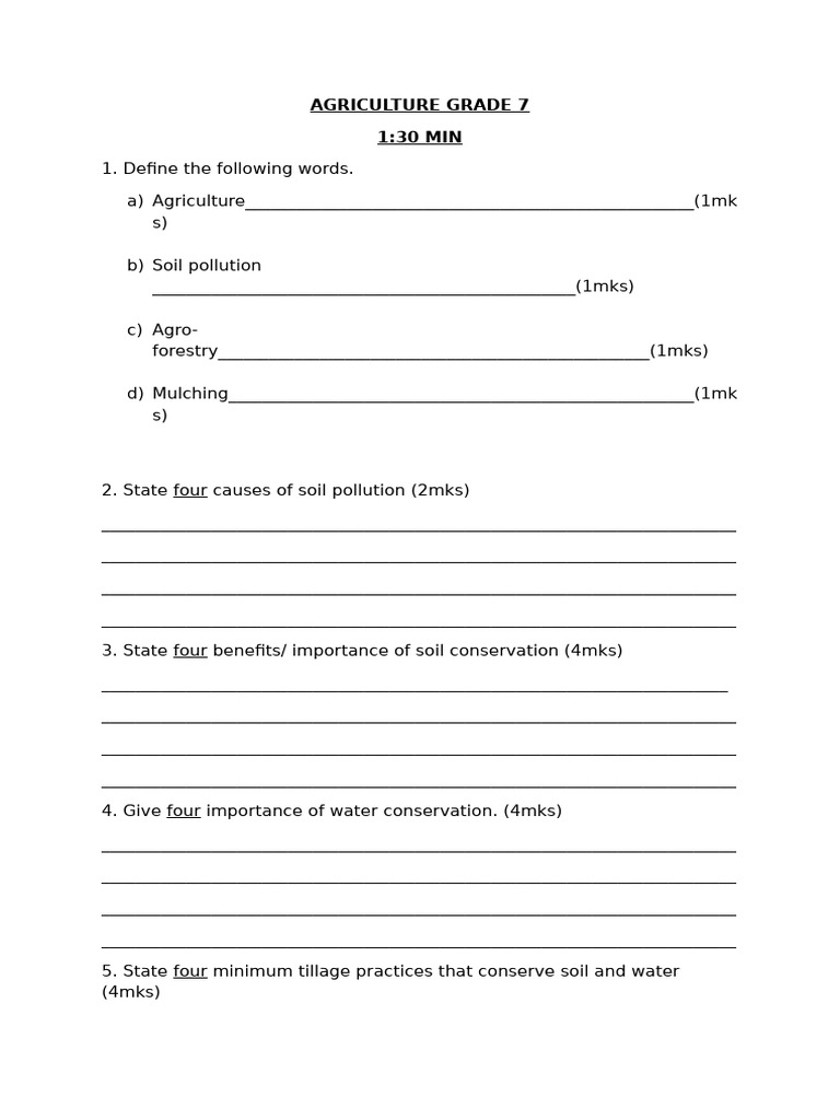 Grade 7 Agriculture Revision Guide | PDF | Agriculture | Agriculture ...