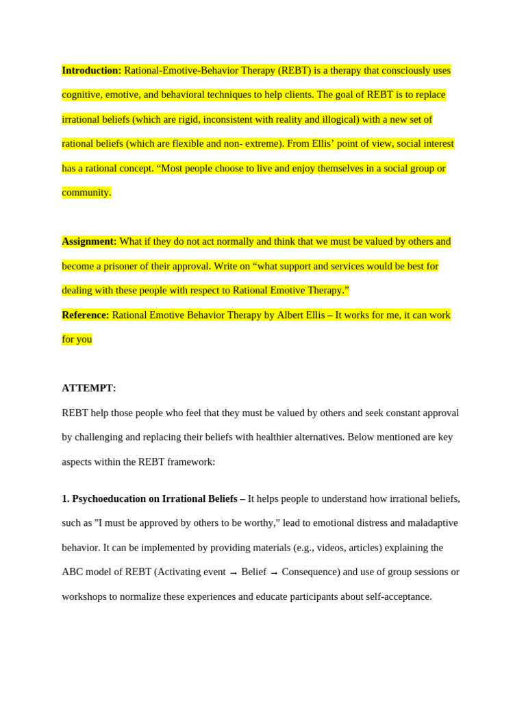 REBT Due Date 18 Jan 2025 | PDF | Rational Emotive Behavior Therapy ...