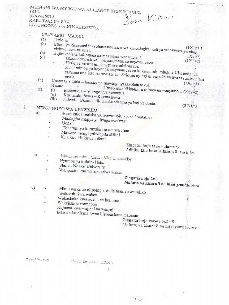 KISWAHILI PP2 MS | PDF