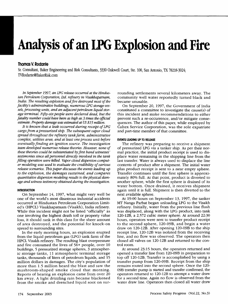 HPCL Visakhapatnam LPG Explosion Analysis | PDF | Liquefied Petroleum ...