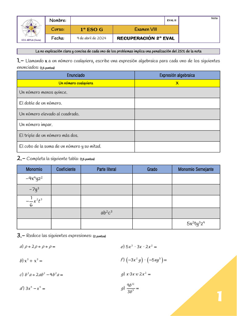 Ex 8 Rec 2 | PDF | Álgebra | Álgebra abstracta