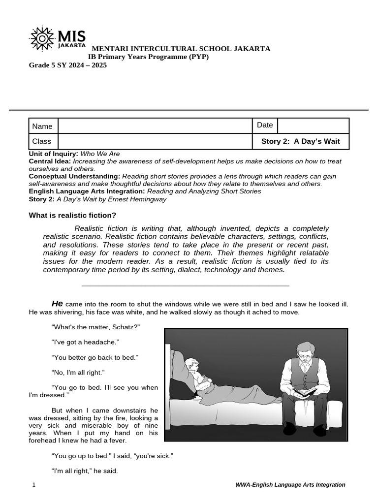 WWA Story 2 A Day's Wait SY 24-25 | PDF
