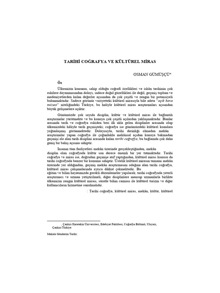 Tarihi Cografya Ve Kulturel Miras | PDF