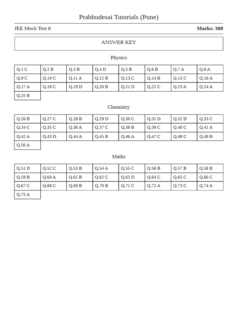 JEE-Mock-Test-8 Solutions | PDF | Molecules | Force