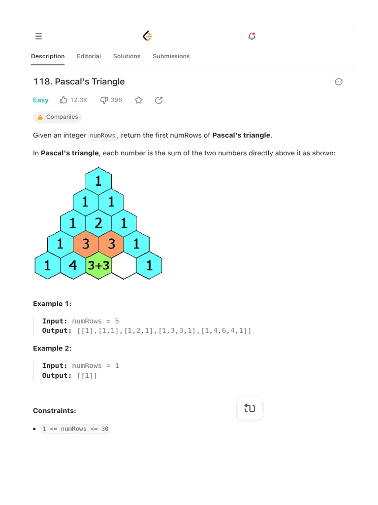 Pascal's Triangle Generation in Python | PDF