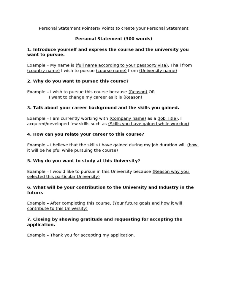Personal Statement Structure Guide | PDF