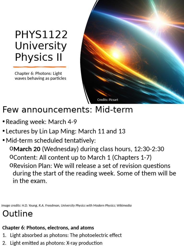 PHYS1122 Chapter 6 (Lecture 12) | PDF | Electron | Photon