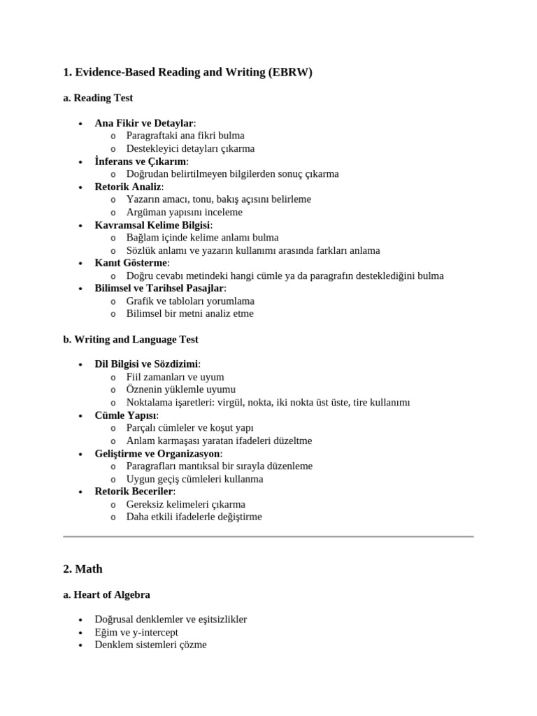 Evidence-Based Reading and Writing (EBRW) : o o o o o o o o o o | PDF