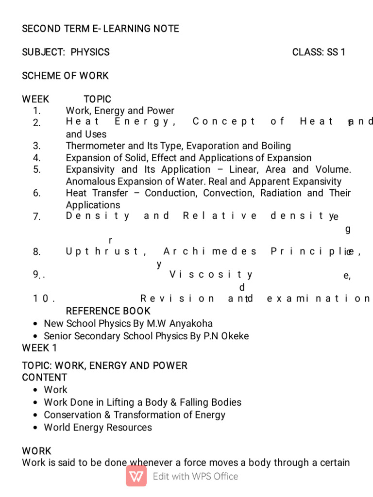 Physics Ss1 Second Term Note - Removed | PDF | Continuum Mechanics ...