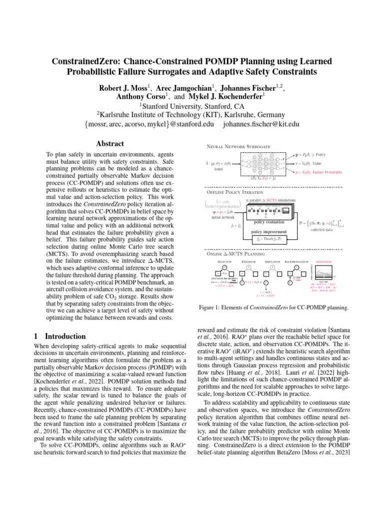 ConstrainedZero - Chance-Constrained POMDP Planning Using Learned Probabilistic Failure ...