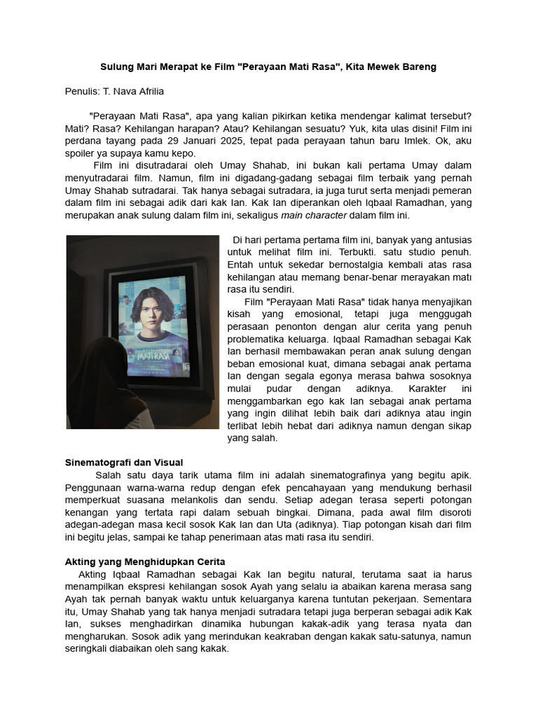 Review Film Perayaan Mati Rasa | PDF