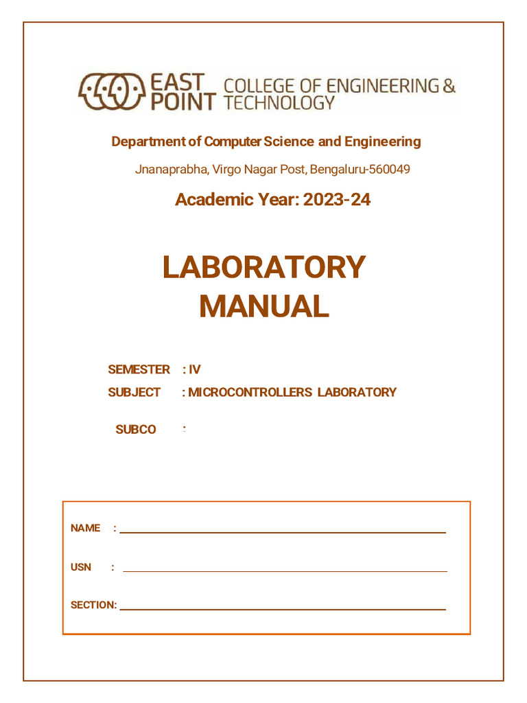 Microcontrollers Lab Manual - East Point | PDF | Cpu Cache | Scheduling ...