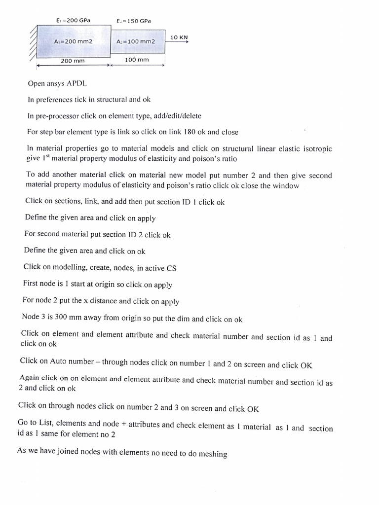 Ansys APDL - CAE Steps - Step Bar | PDF | Elasticity (Physics) | Young ...