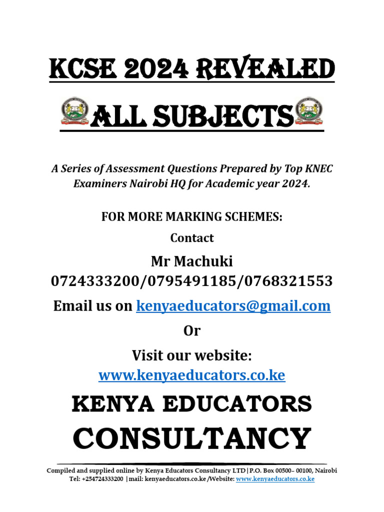 Kcse 2024 Revealed | PDF | Coagulation | Genotype