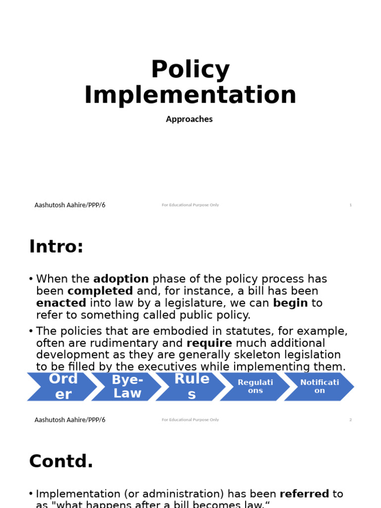 Policy Implementation Approaches Explained | PDF | Policy | Learning