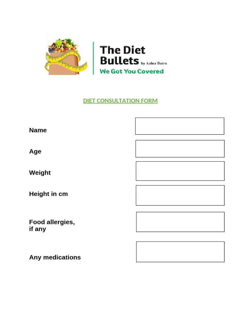 Diet Consultation Form Template | PDF
