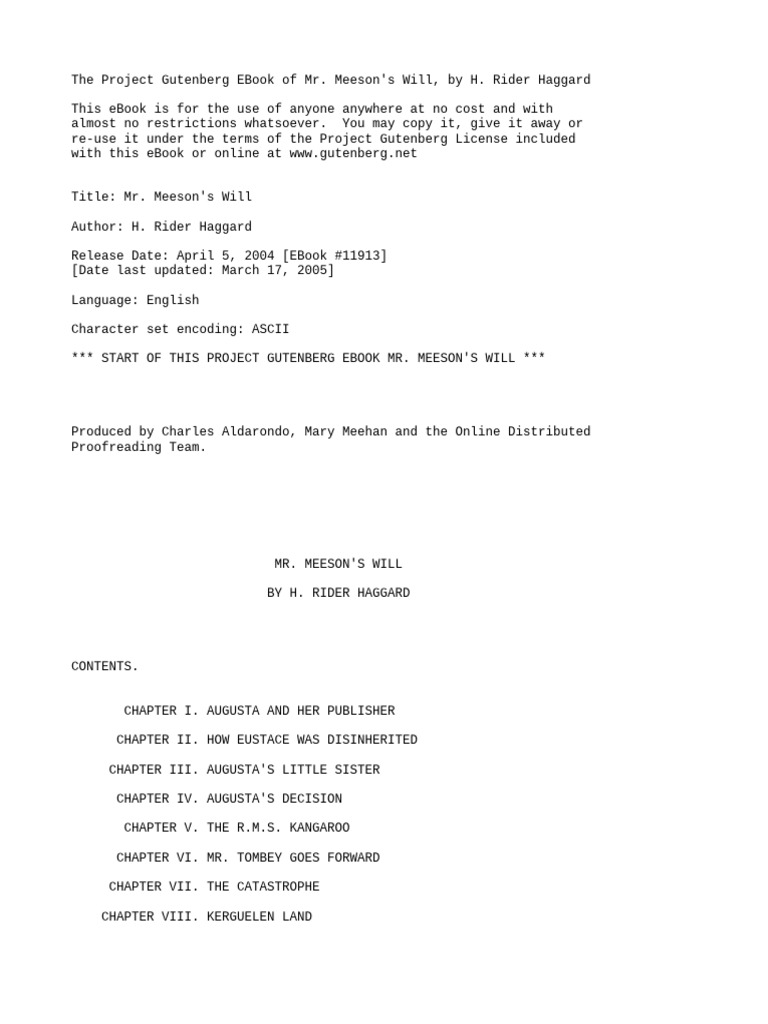 Mr. Meeson's Will | PDF