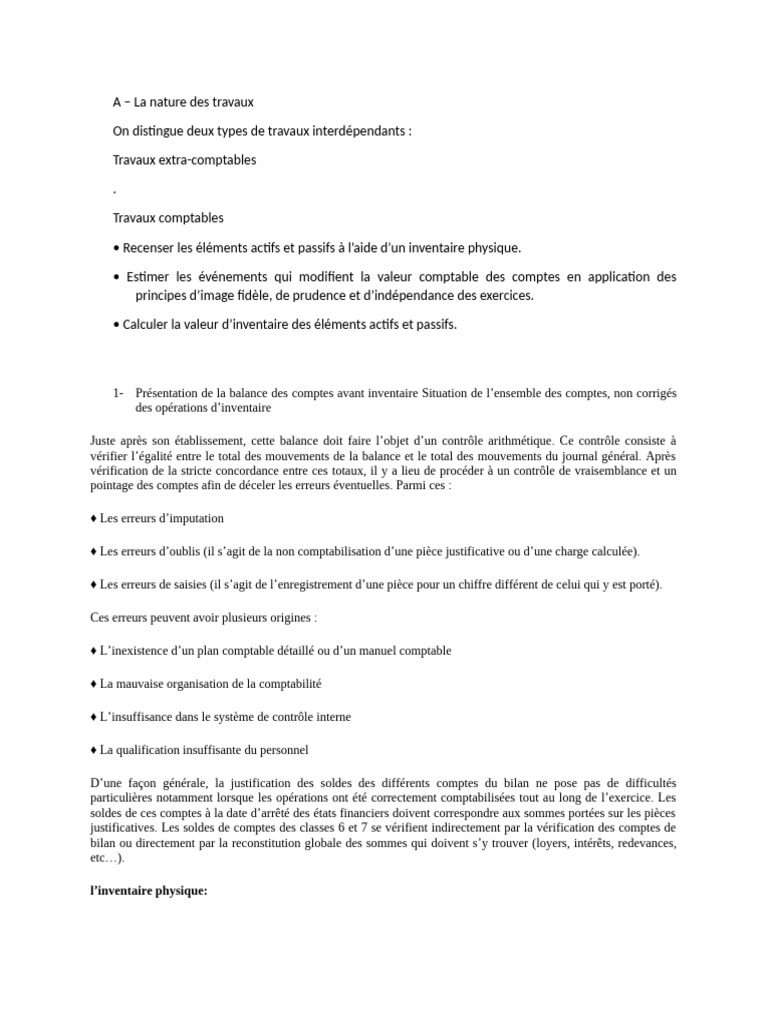 Inventaire comptable et extra-comptable | PDF | Dépréciation | Stock
